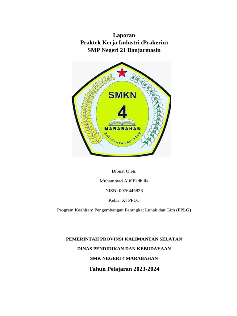 Muhammad Alif Fadhilla Format Laporan Prakerin | PDF