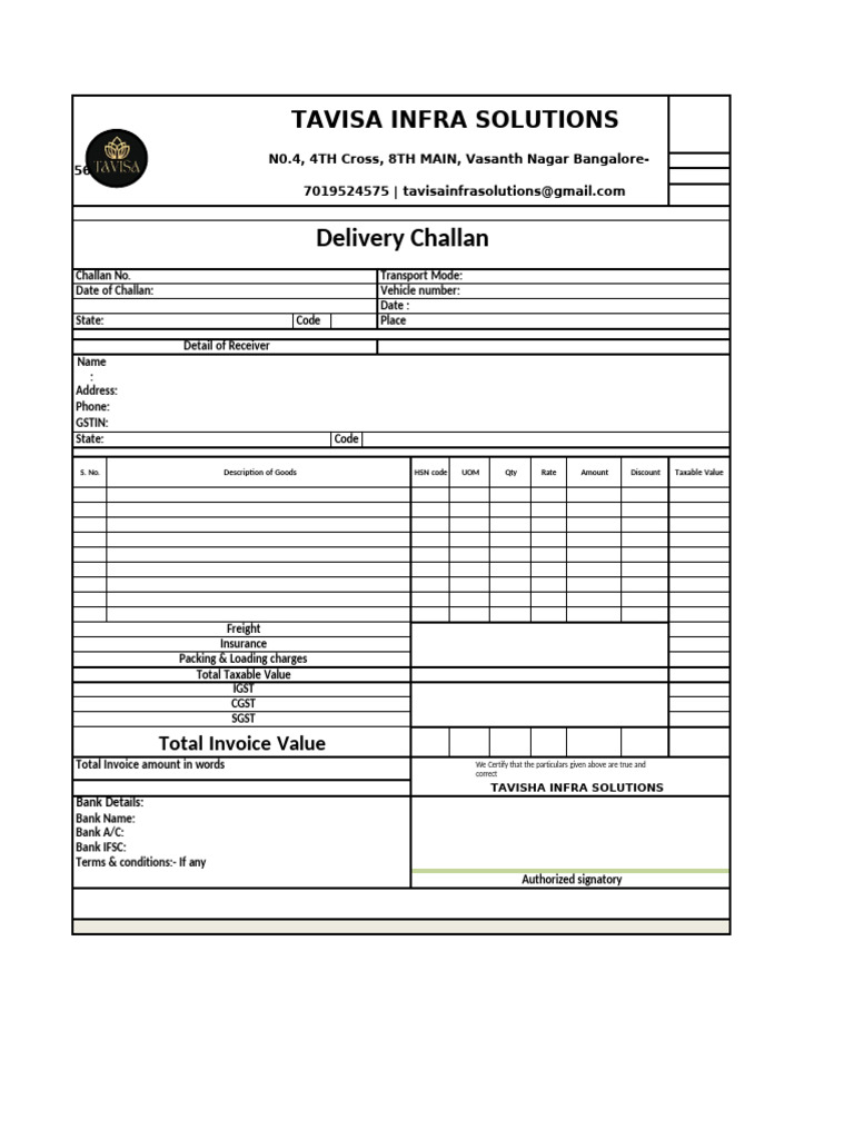 Delivery Challan Format PDF | PDF