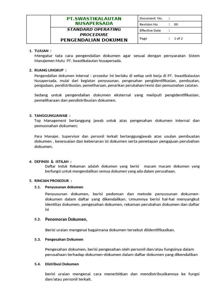 SOP Pengendalian Dokumen | PDF