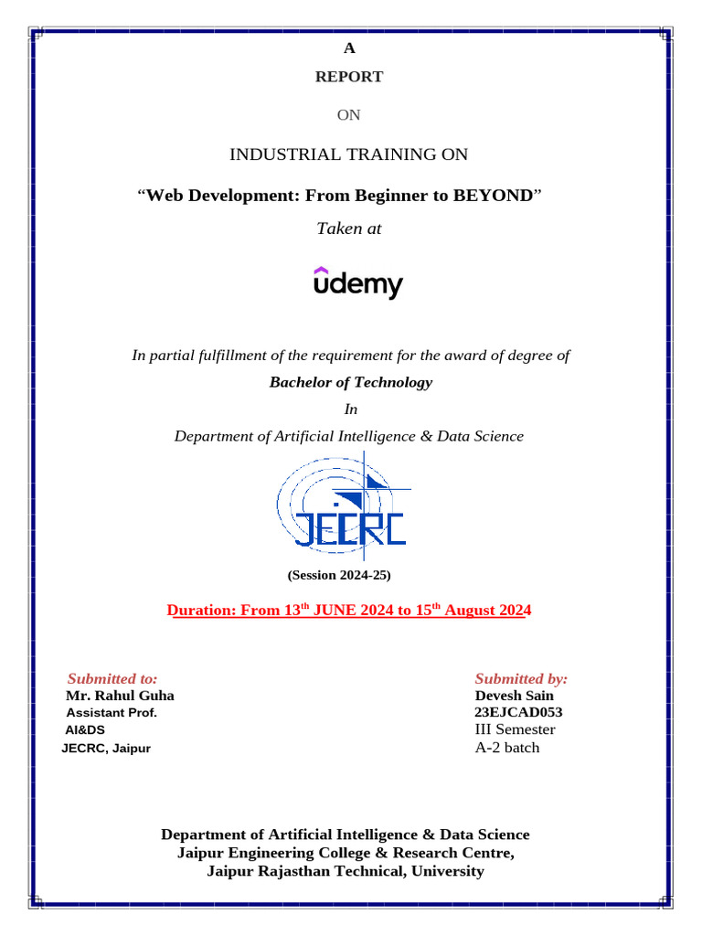 Devesh Report | PDF | Web Development | World Wide Web