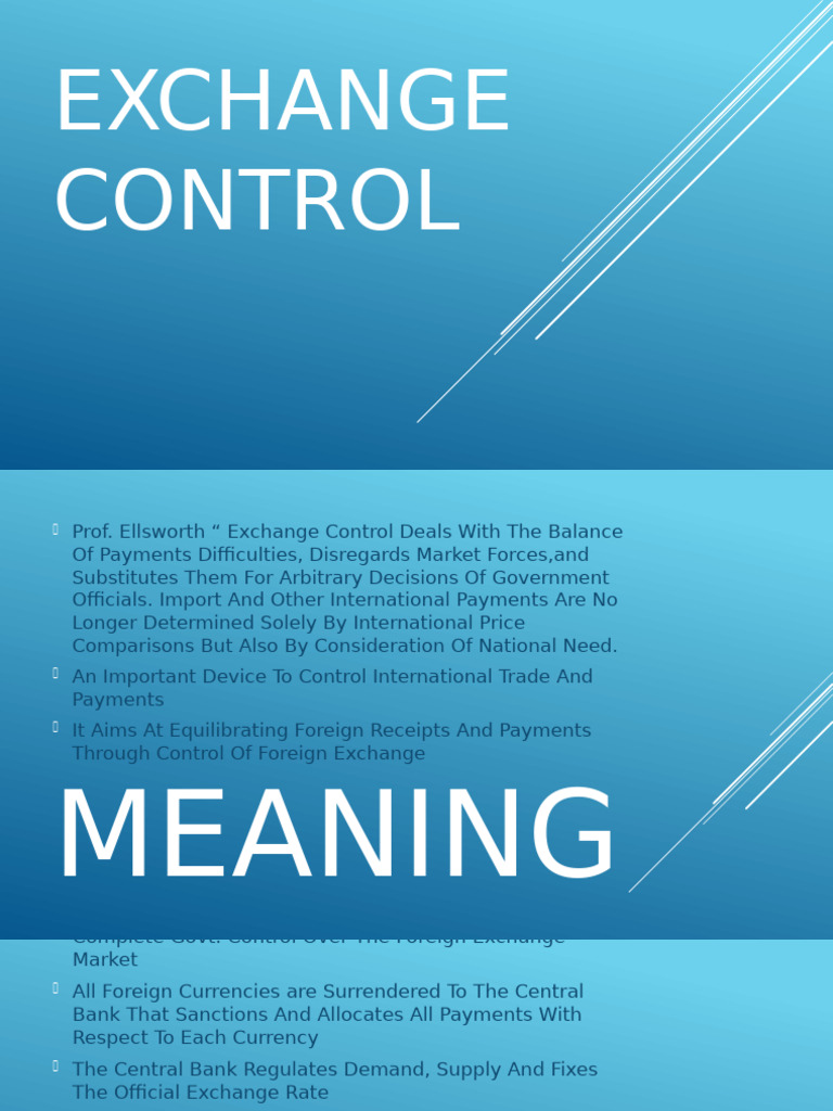 EXCHANGE CONTROL | PDF | Exchange Rate | Foreign Exchange Market