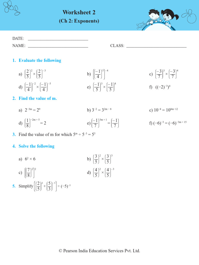 Worksheet 2: (CH 2: Exponents) | PDF