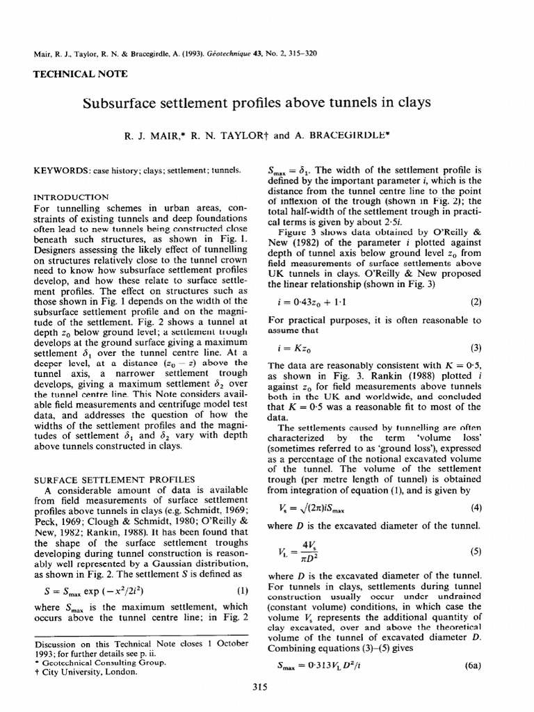 Mair Taylor - 1993 - Subsurface Settlement Profiles Above Tunnels in ...