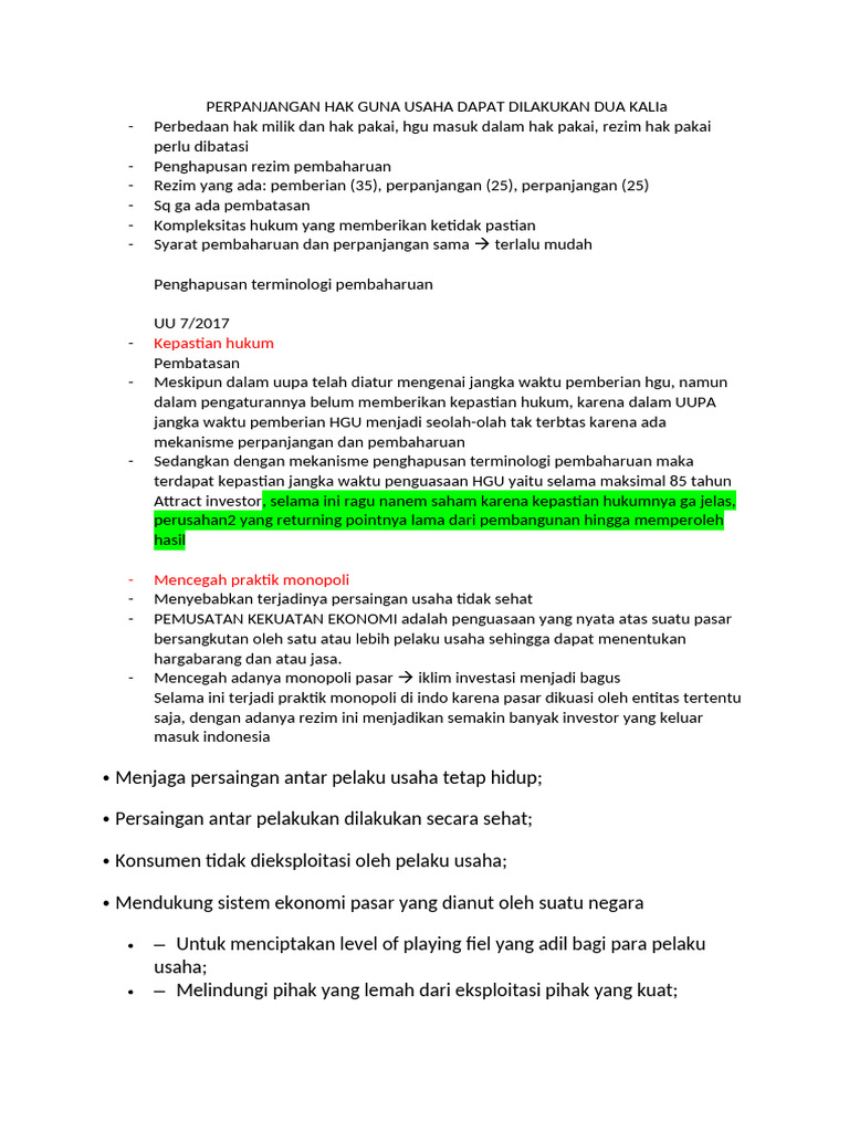 Perpanjangan Hak Guna Usaha Dapat Dilakukan Dua Kalia | PDF