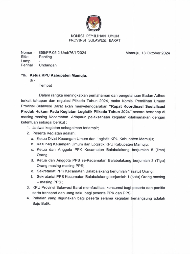 Undangan KPU Kab. Mamuju | PDF