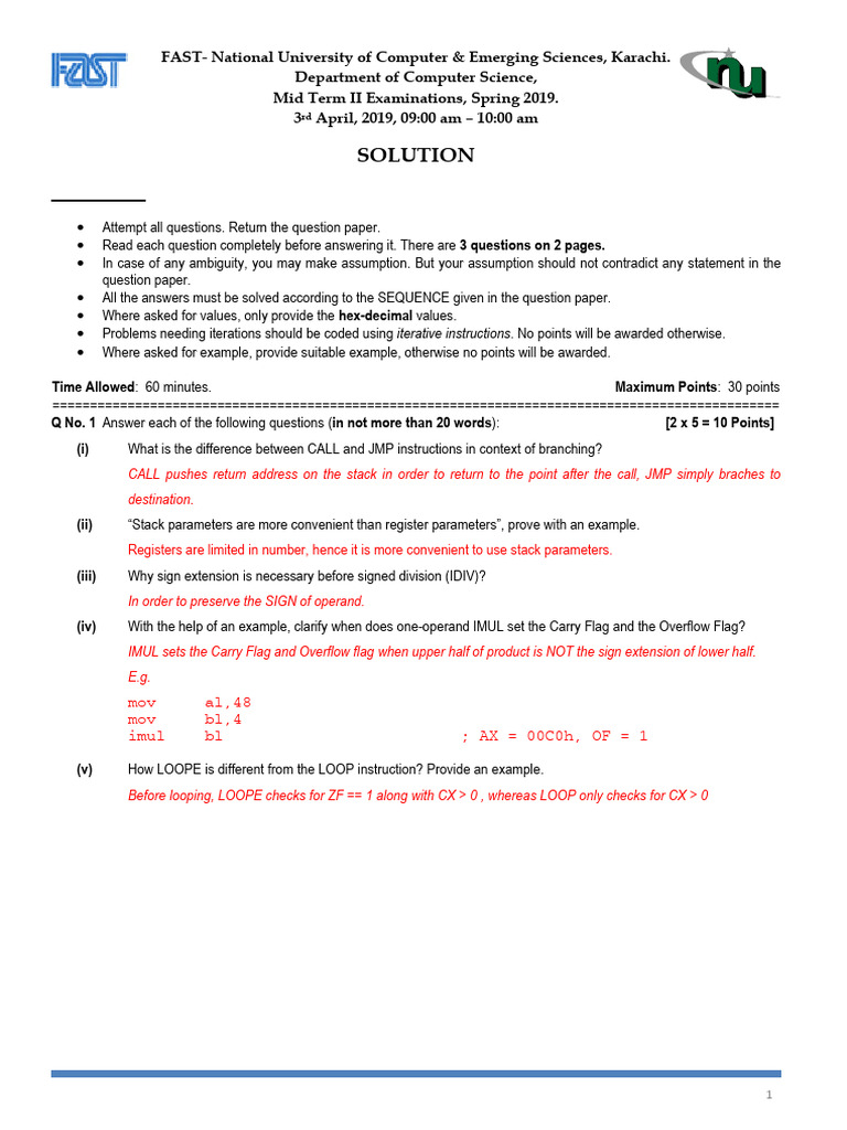 Coal+mid+ii Spring19 Sol | PDF | Computer Architecture | Computer Programming