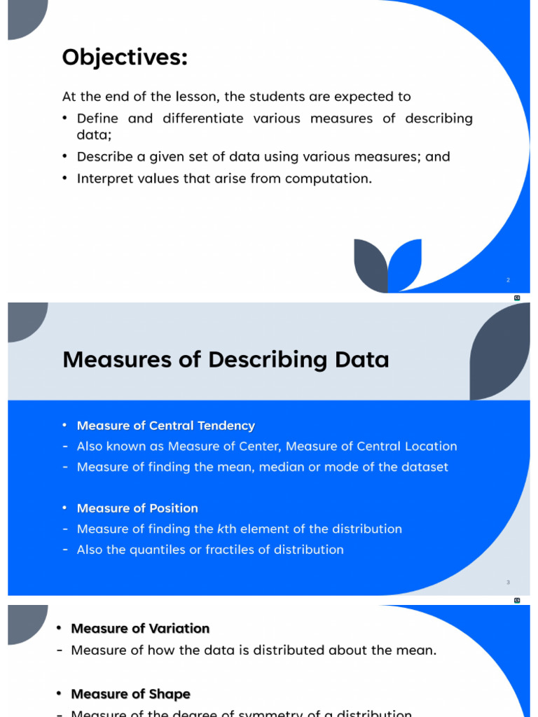 Measures of Describing Data | PDF