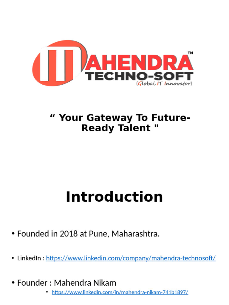 Mahendra Technosoft - Introduction Deck | PDF | Recruitment | Service Industries