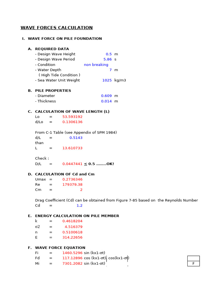 Hitung Wave Force | PDF | Applied And Interdisciplinary Physics