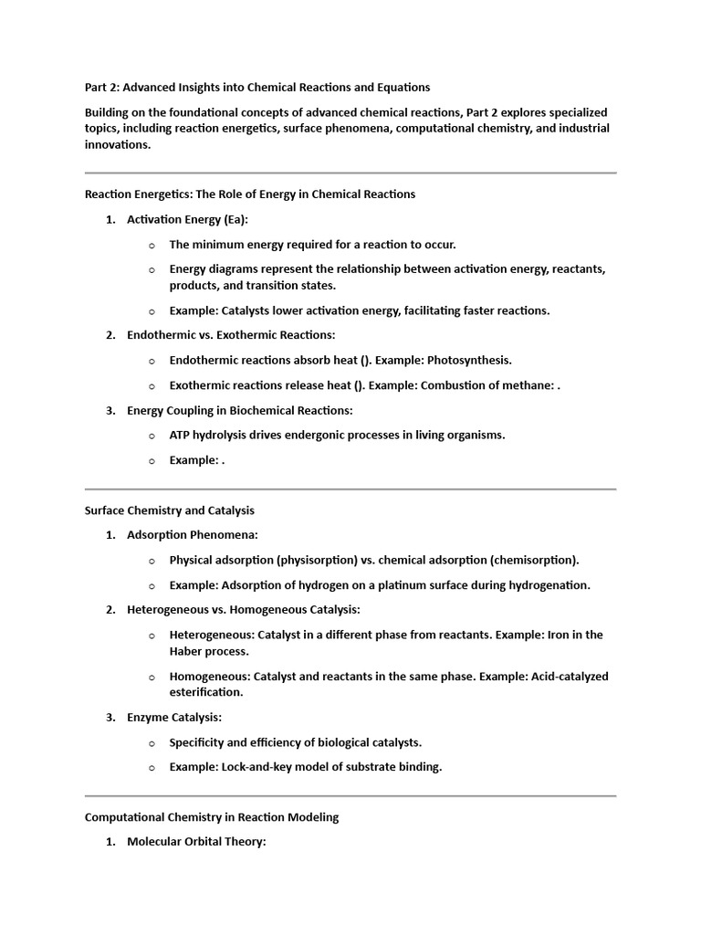 Advanced Insights Into Chemical Reactions-Part2 | PDF | Chemical ...