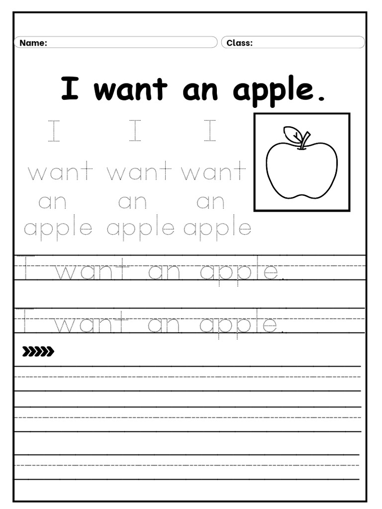 Simple Sentence Writing Tracing Words Worksheets | PDF
