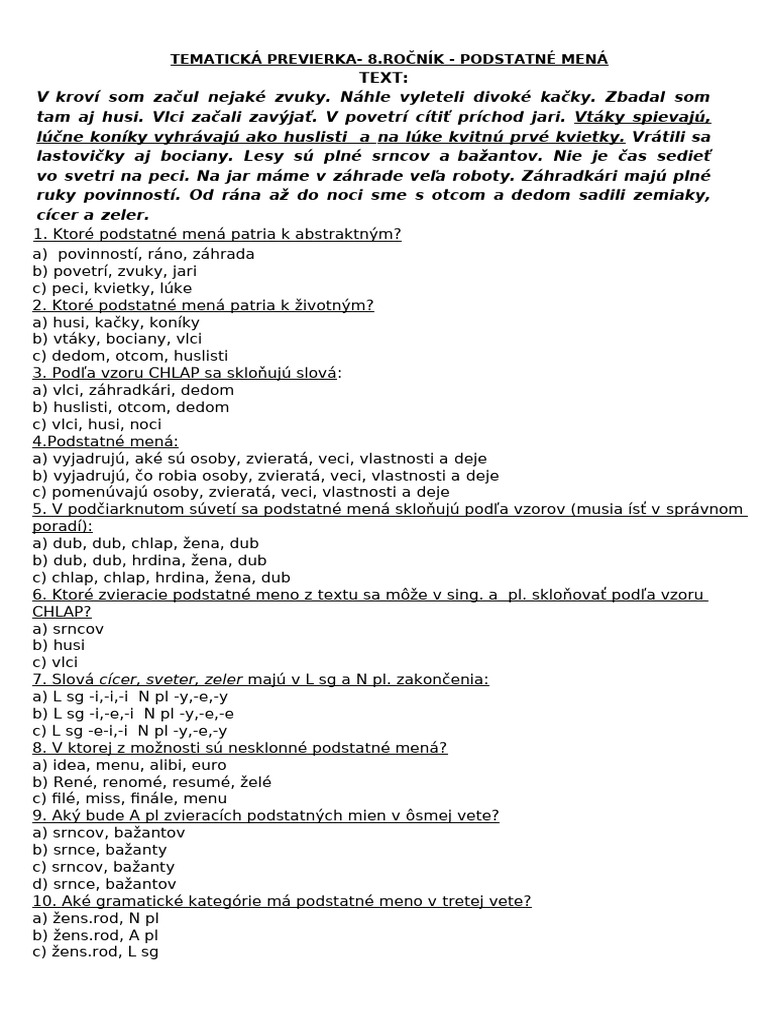 Podstatné Mená | PDF
