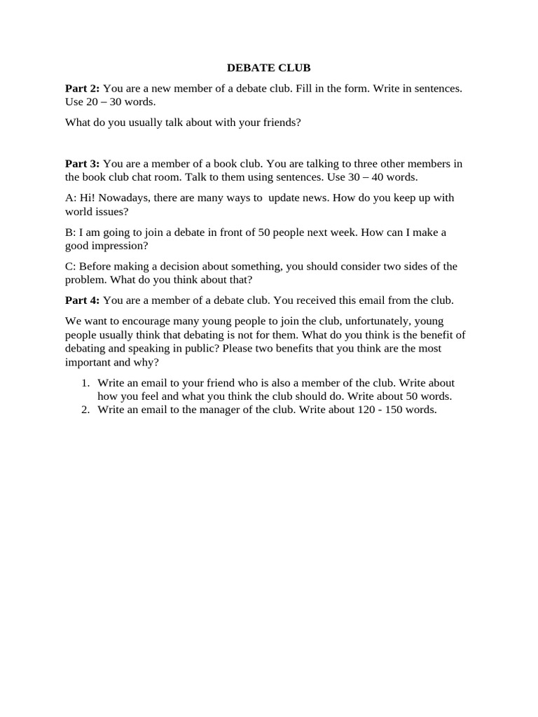 Debate Club Engagement and Benefits | PDF