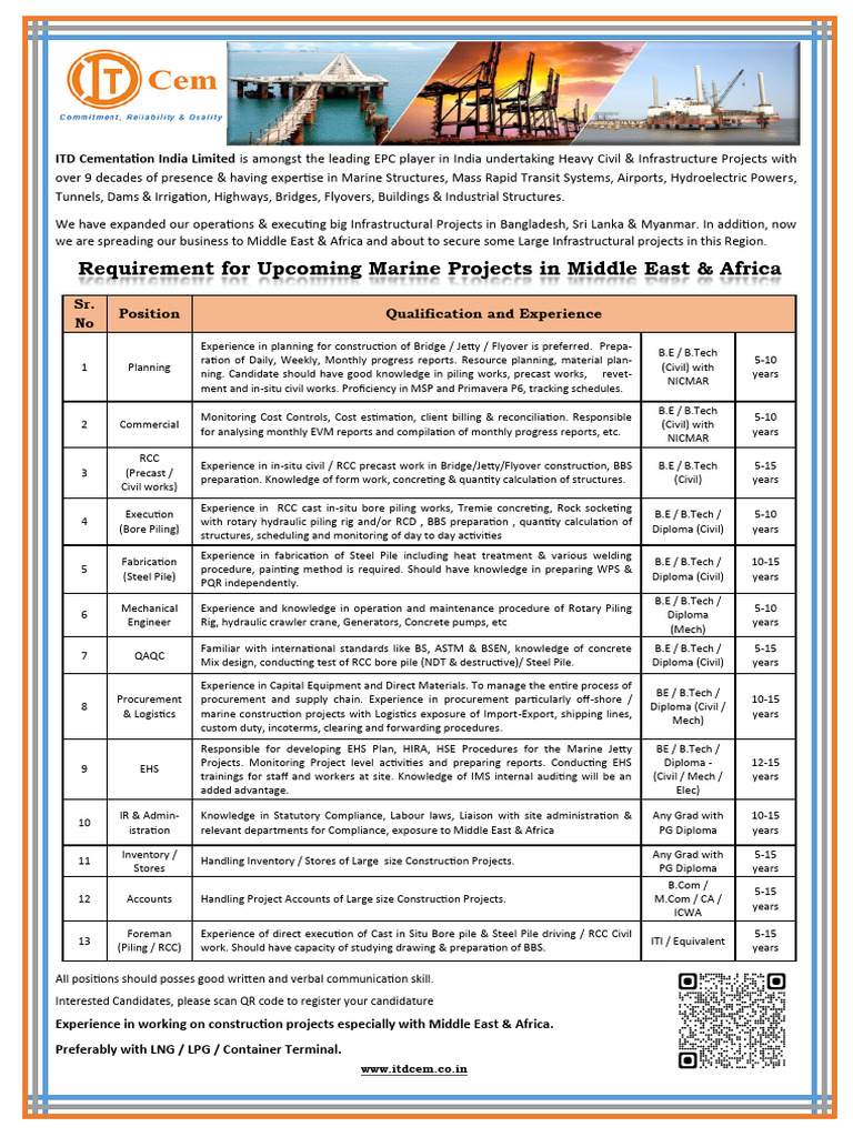 ITD Offshore Requirement | PDF | Civil Engineering | Engineering