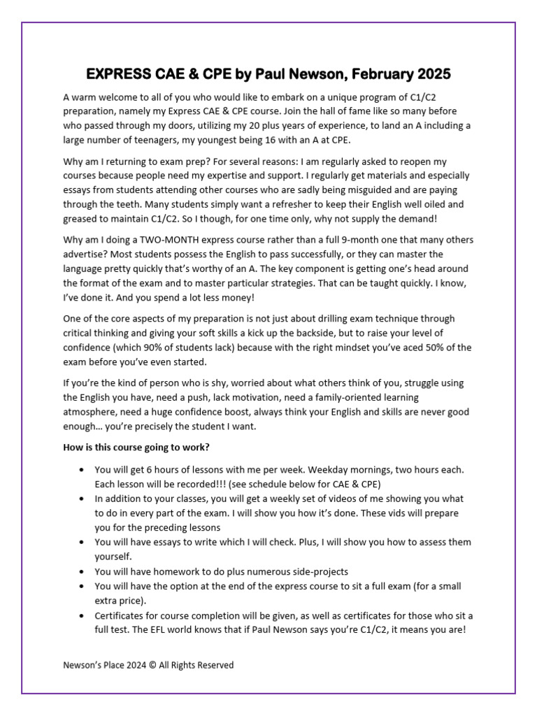 EXPRESS CAE and CPE | PDF