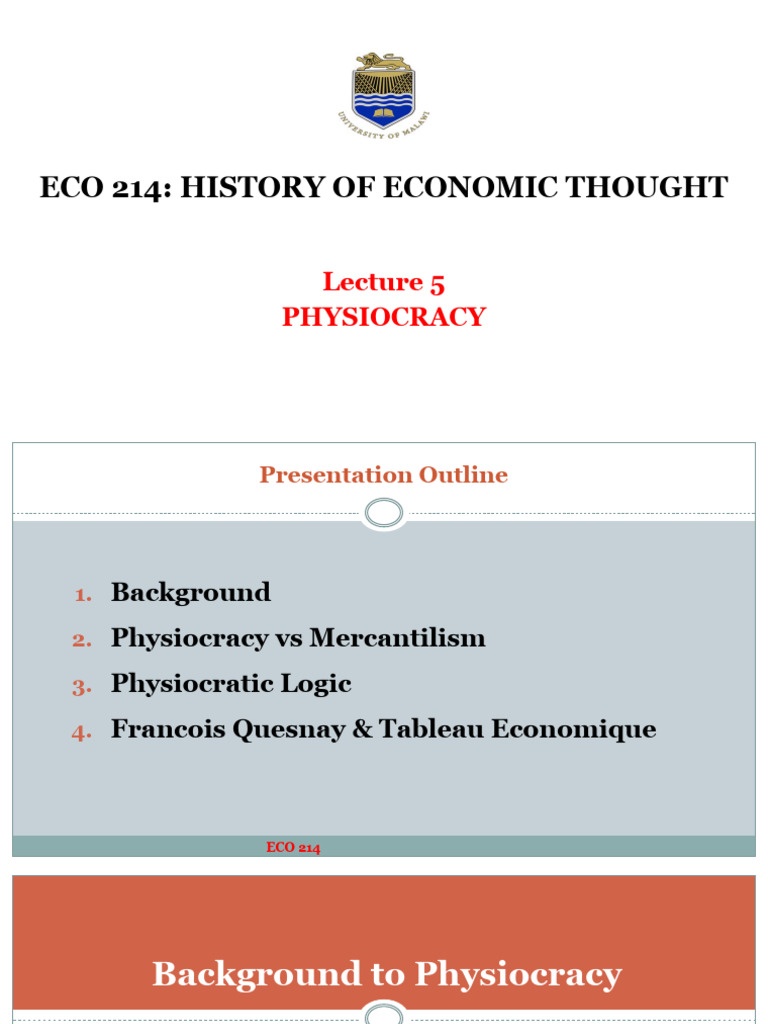 Lecture 5 Physiocracy | PDF | Cost Of Living | Mercantilism