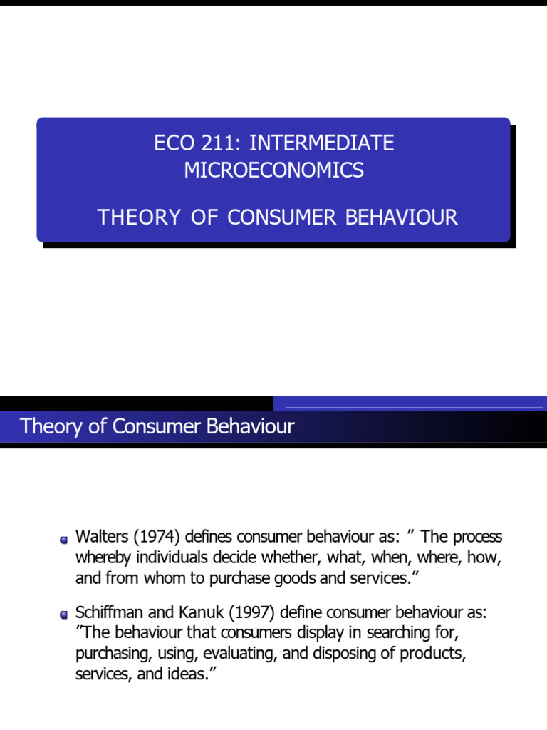 Theory of Consumer Behaviour in Economics | PDF | Utility | Microeconomics