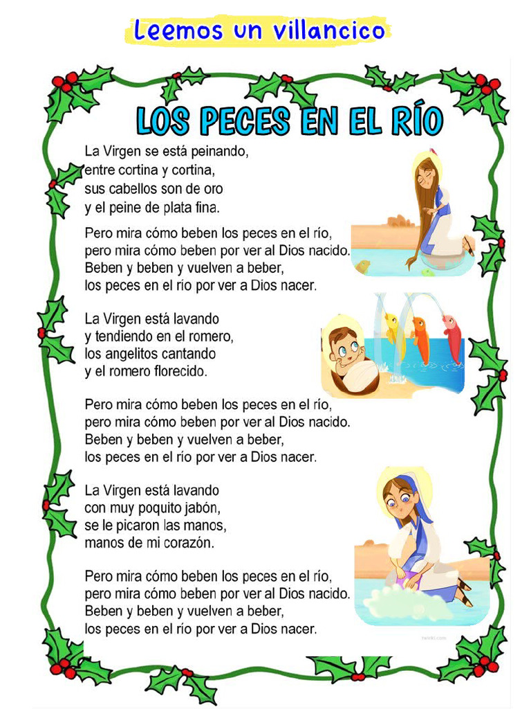 Ficha Leemos Villancico Peces en El Río Maestra Janet | PDF
