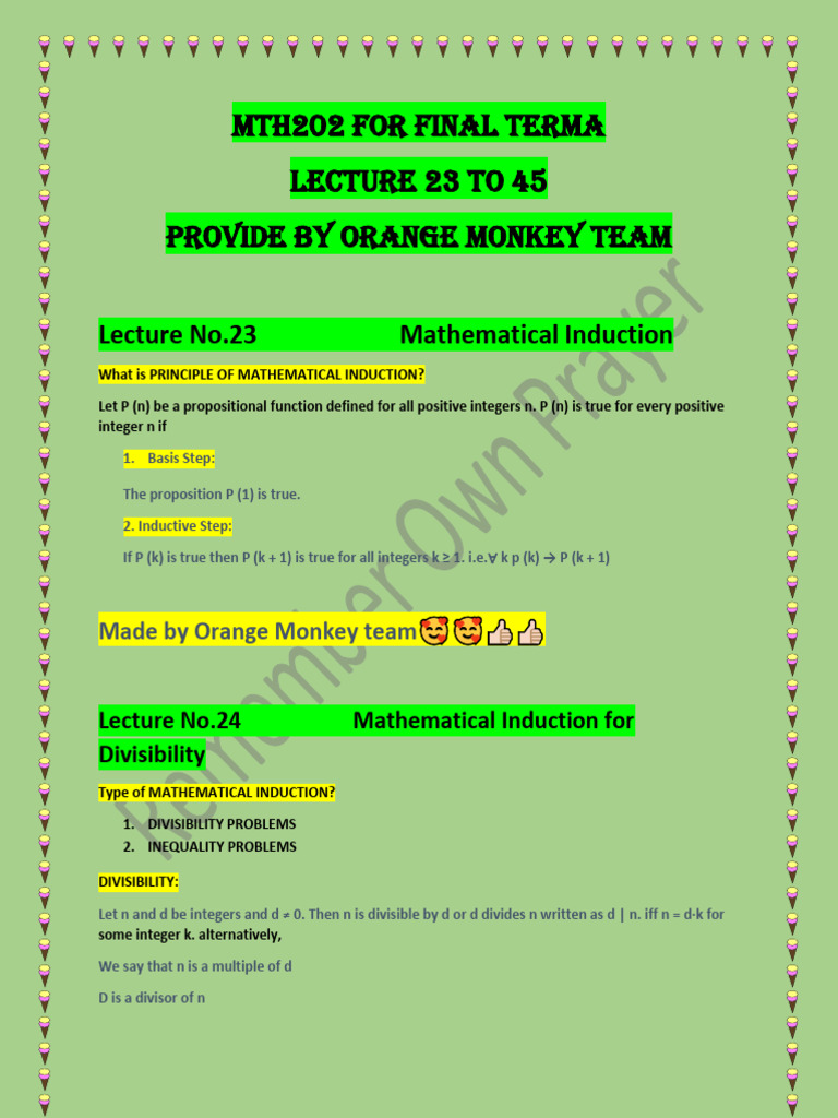 MTH-202 LEC 23-45 Orange Monkey Team Final Term | PDF | Mathematical Proof | Numbers