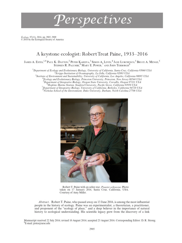 Tribute to Ecologist Robert T. Paine | PDF | Ecology | Food Web