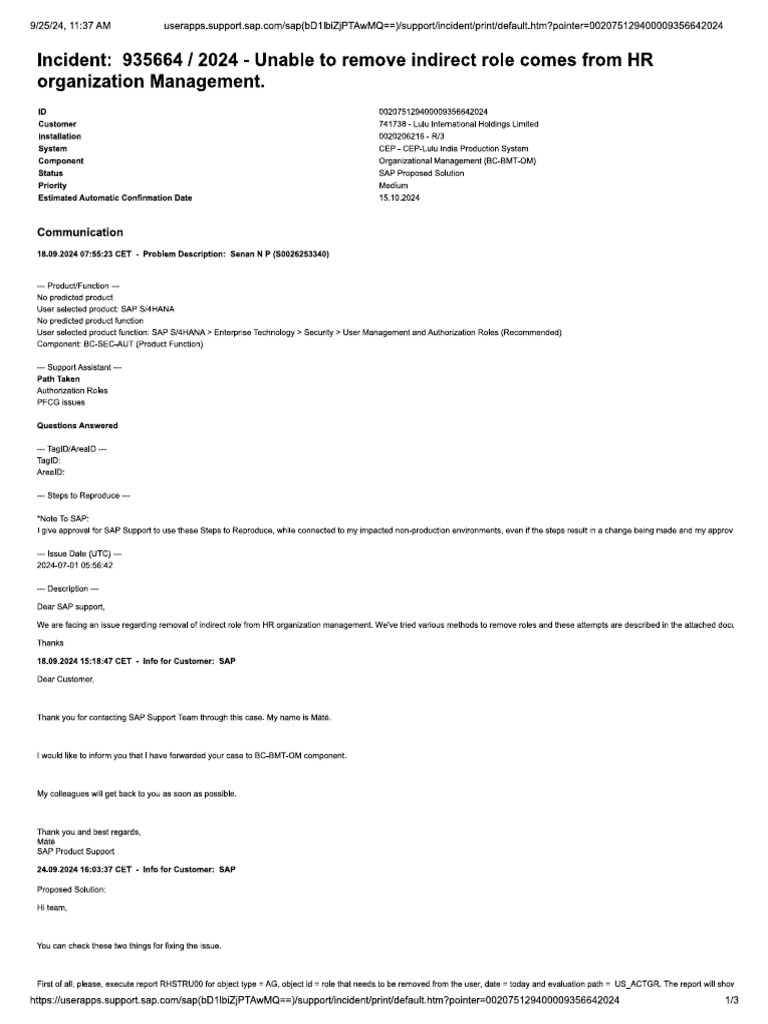 Sap Head Ache Role | PDF