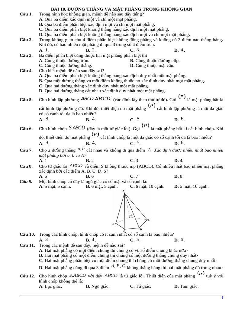 Bai 1 Diem Duong Thang Va Mat Phang | PDF