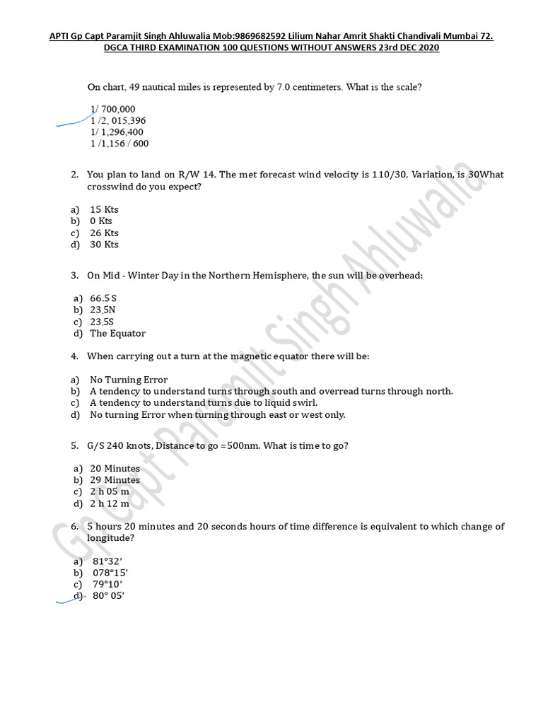 DGCA CPL Exam 2020 Question Paper | PDF | Airspeed | Altitude