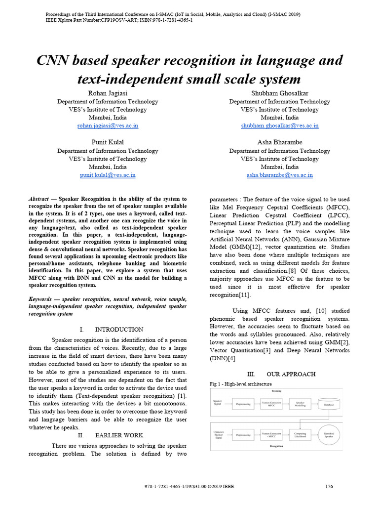 2 - CNN Based Speaker Recognition in Language and Text Independent Small Scale System | PDF ...