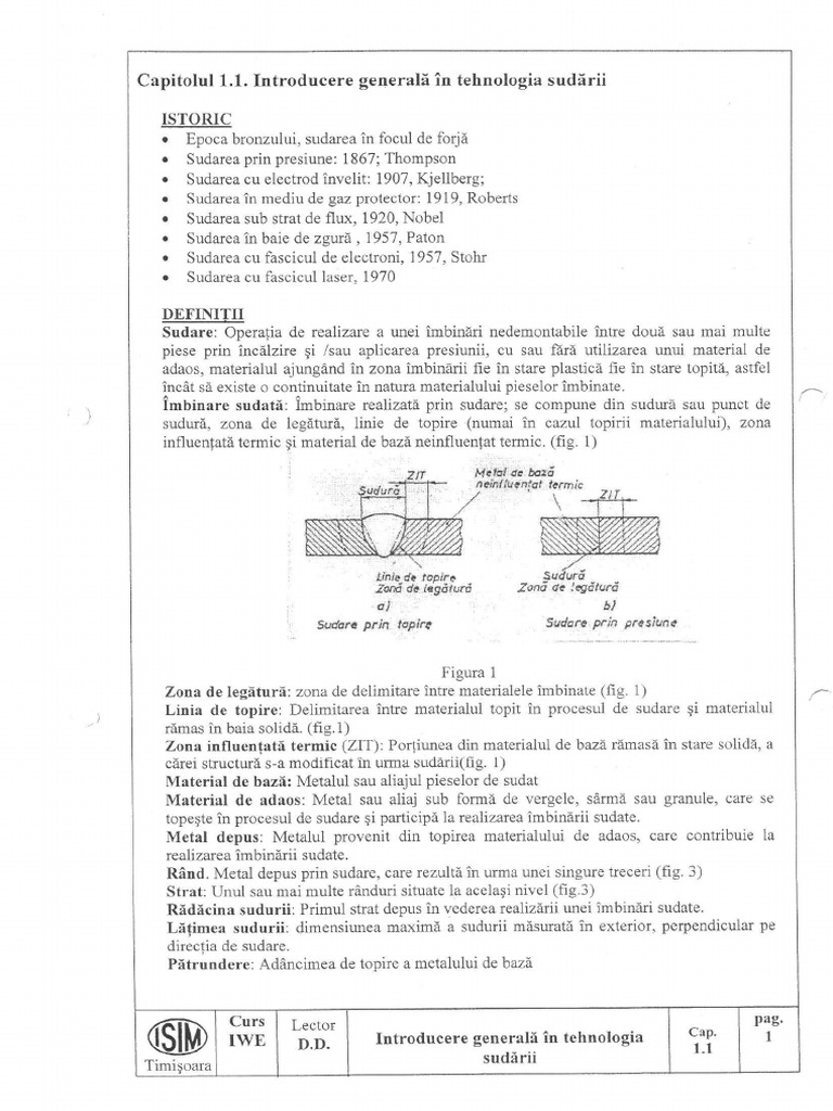 c1 - 01 Introducere Generala in Tehnologia Sudarii | PDF