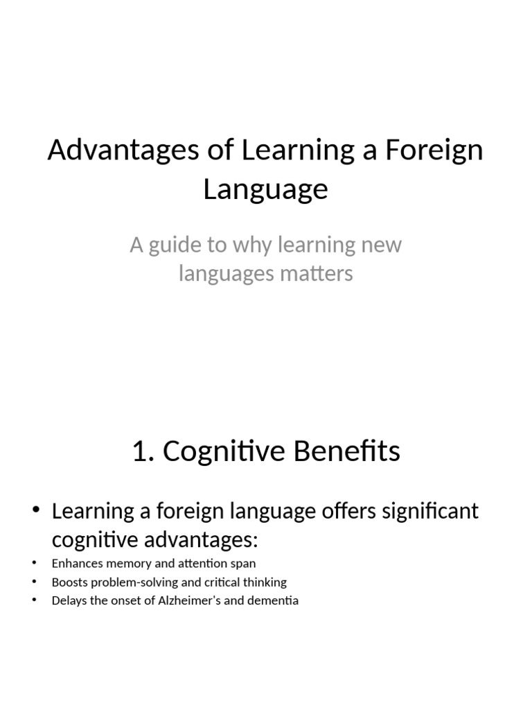 Advantages of Learning A Foreign Language | PDF