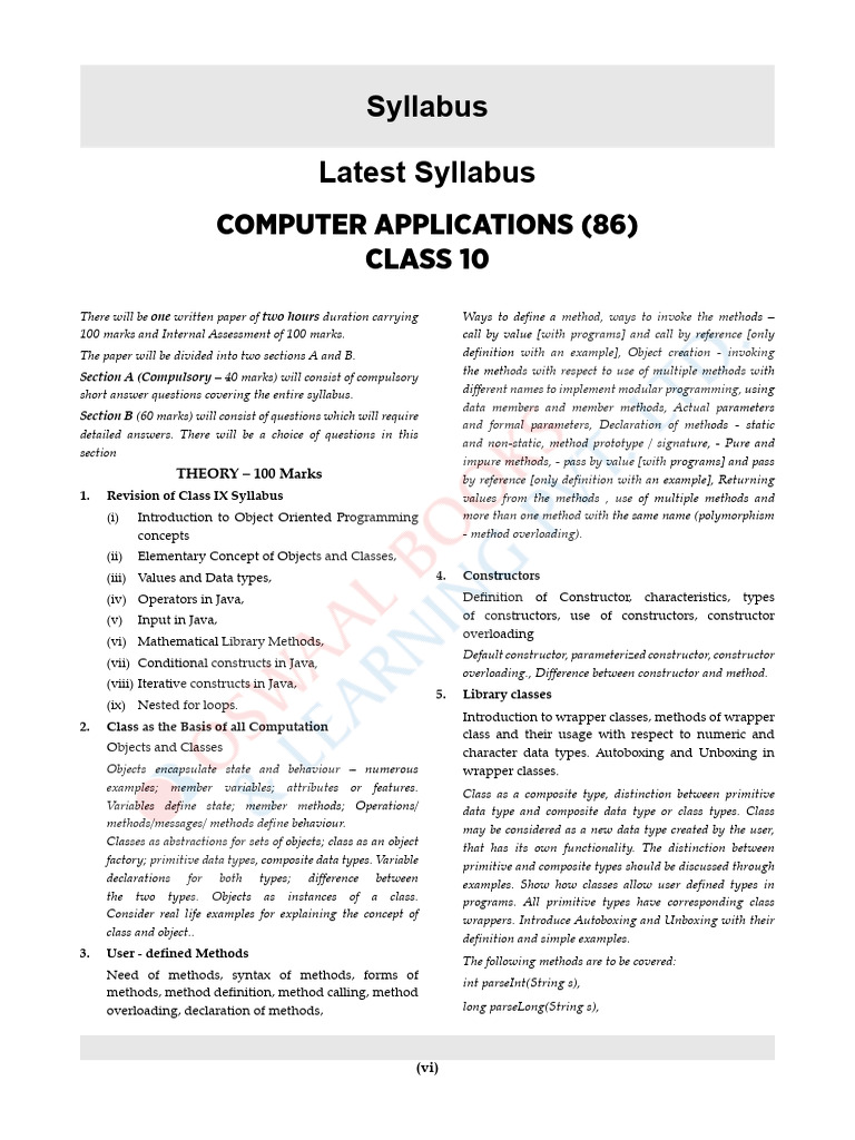 1-Inner ICSE X QB Computer Applications Pg I-Viii 1-24-32 | PDF ...