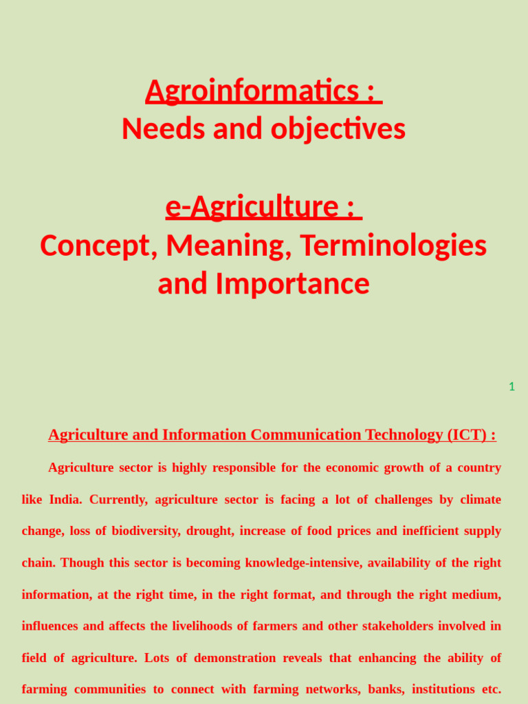 Agro Informatics | PDF | Agriculture | Sustainability