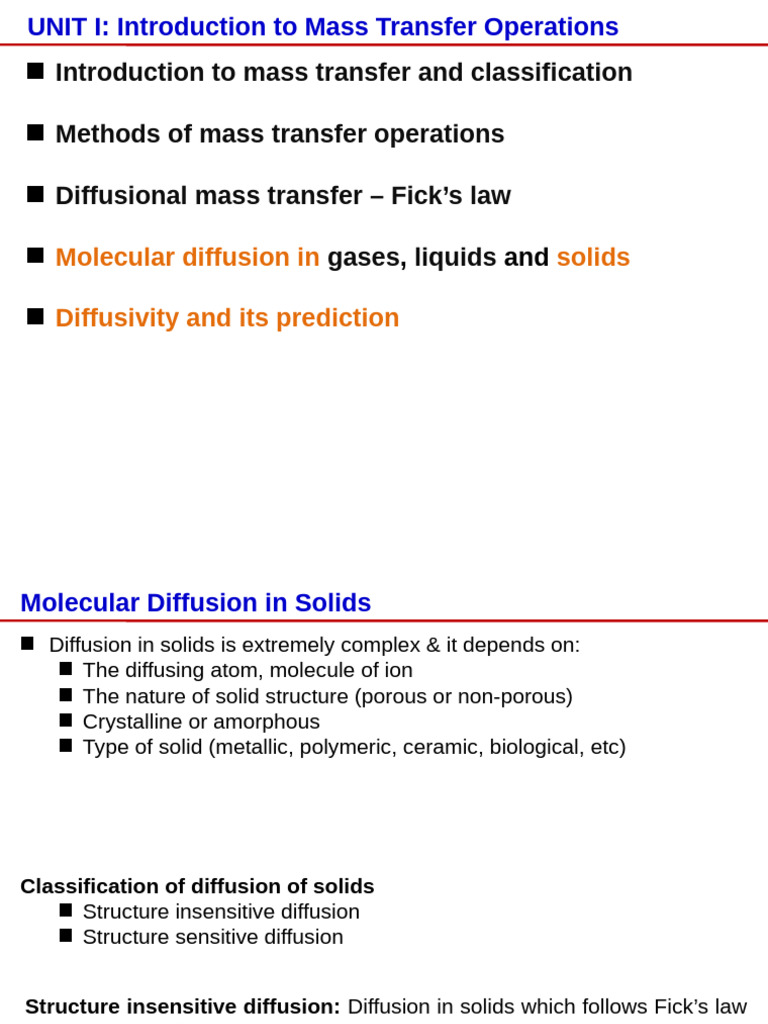 Lecture 09 (Molecular Diffusion in Solids & Problems)New | PDF | Diffusion | Porosity
