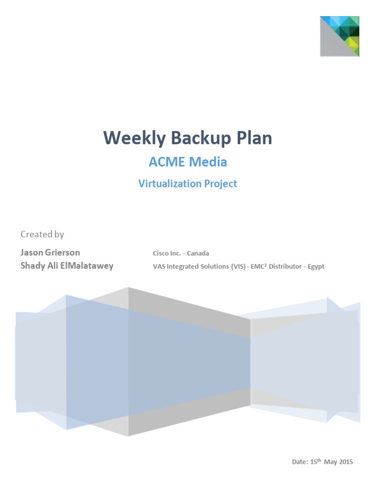 ACME Project Weekly Backup Plan | PDF | Backup | Computer Data