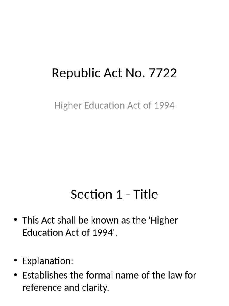 RA 7722 Higher Education Act | PDF | Governance | Justice