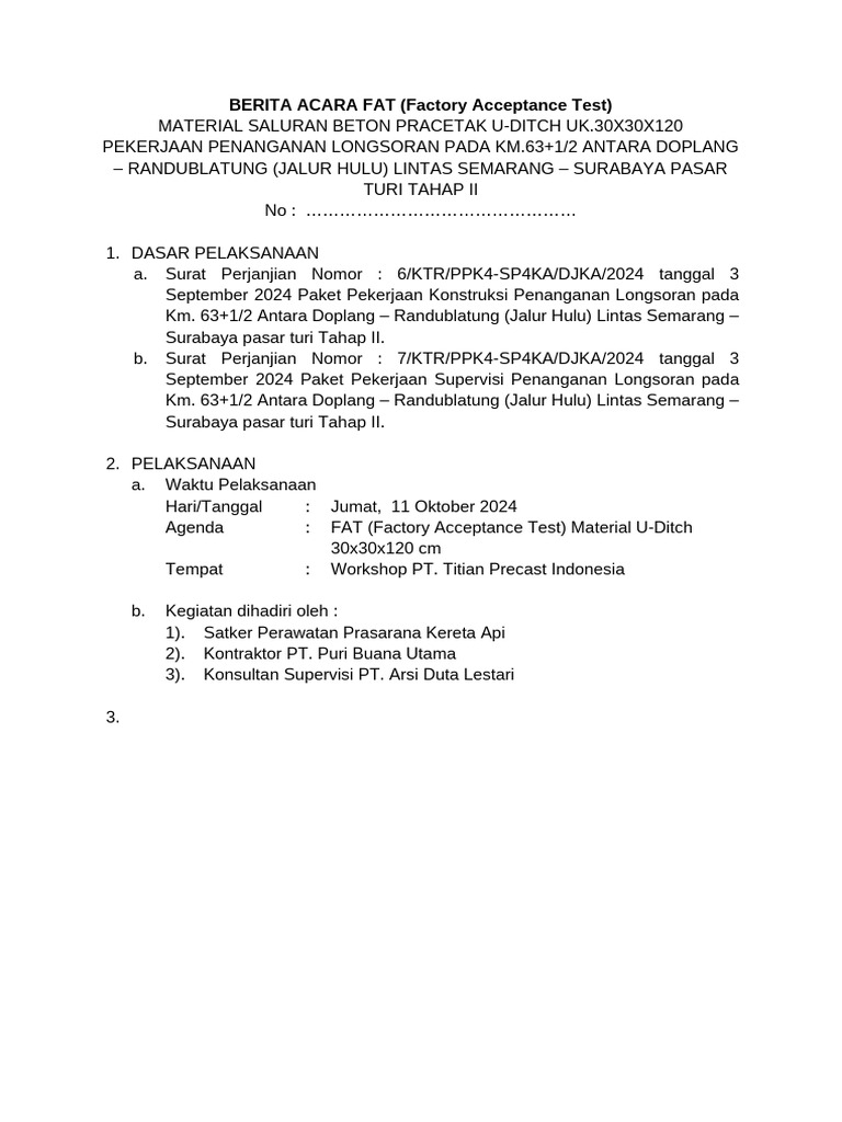 Draft Berita Acara Fat | PDF