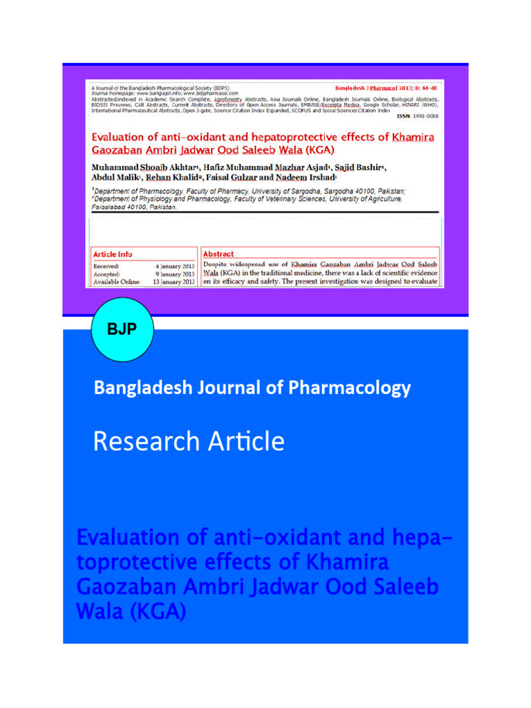 Evaluation of Antioxidant and Hepatoprotective Effects of Khamira ...