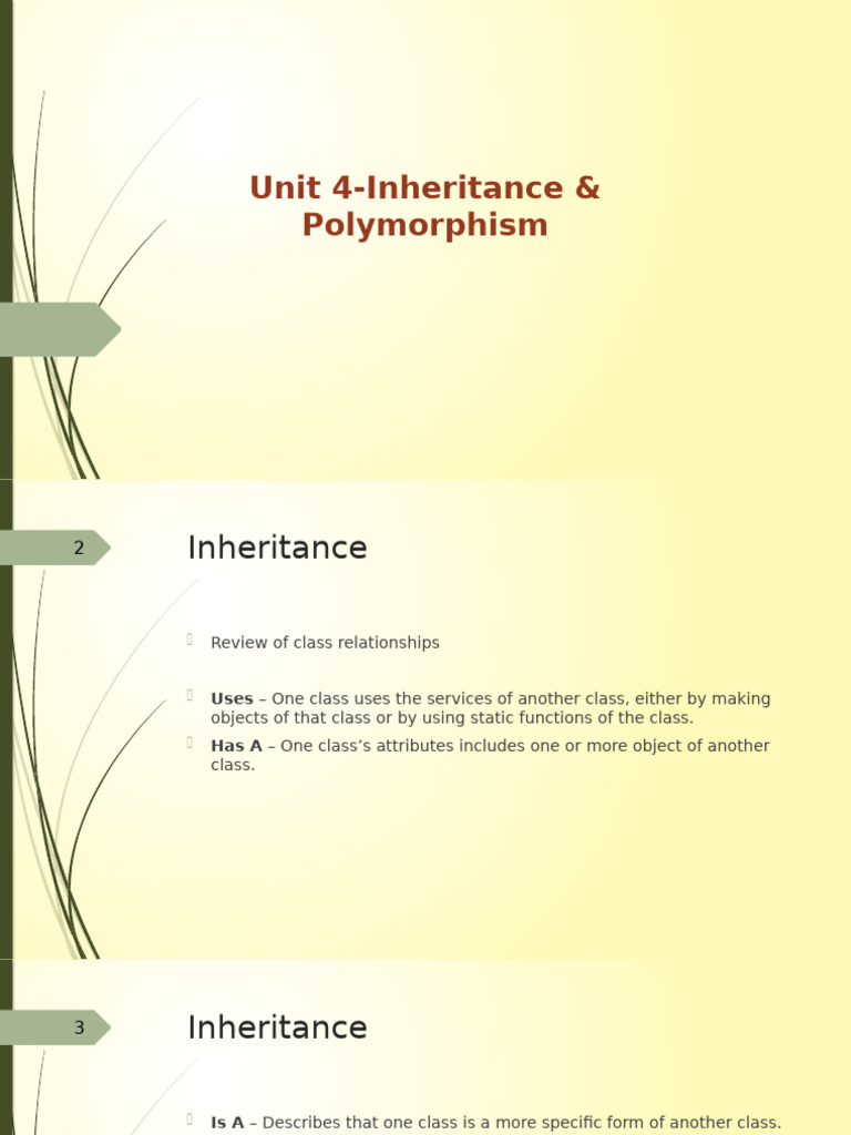 Unit 4 Inherihance And Polymorphism Pdf Inheritance Object Oriented