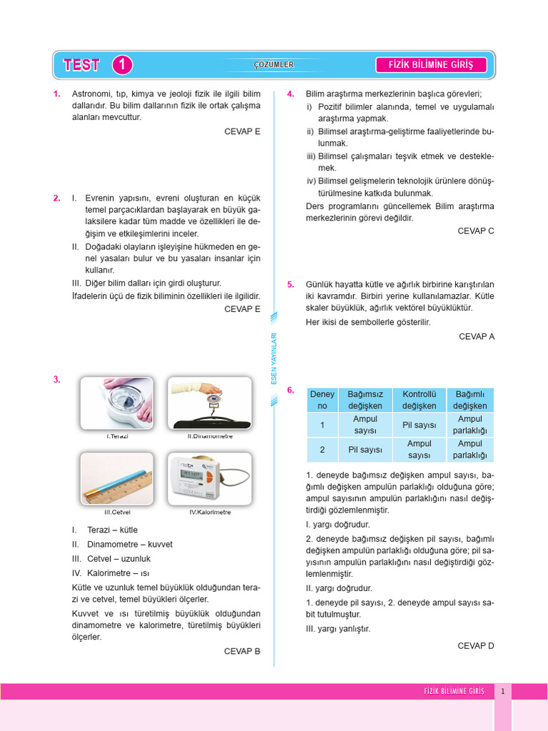 01_Fizik-Bilimine-Giris-1-6-CZM | PDF