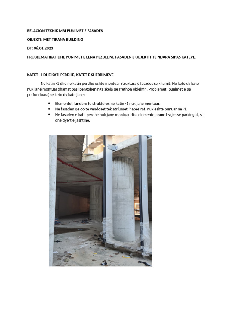 Relacion Mbi Punimet e Fasades Dhe Problematikat e Saj Ne Dt. 06.01. ...