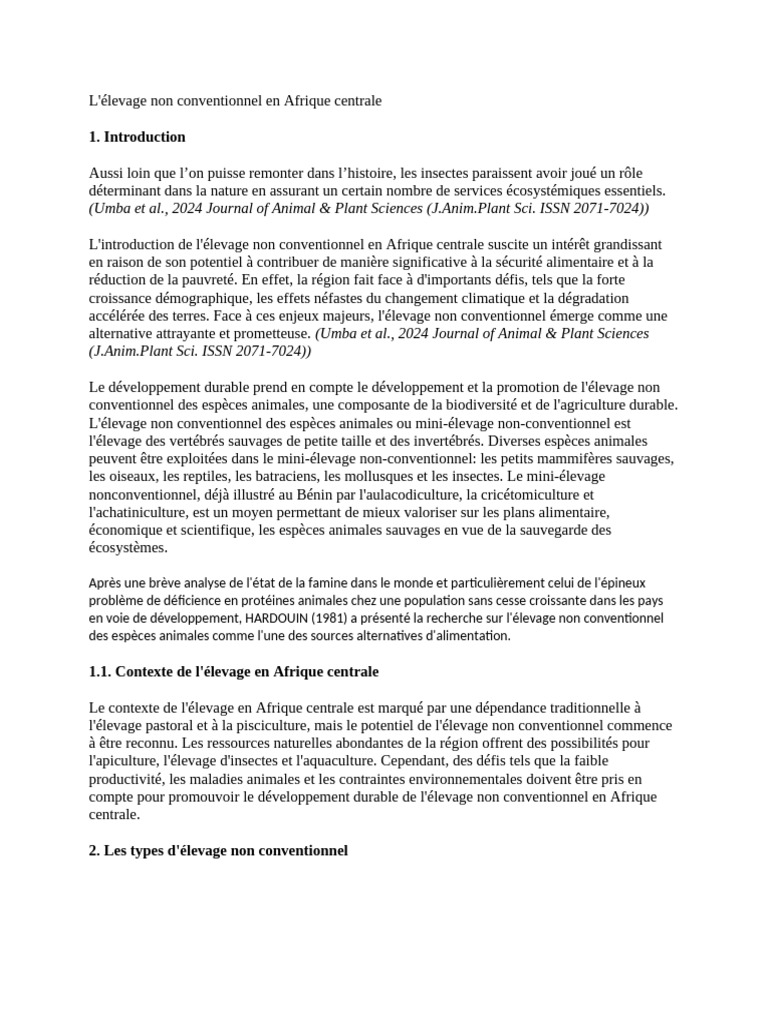 Élevage Non Conventionnel en Afrique Centrale | PDF | Insectes | Afrique