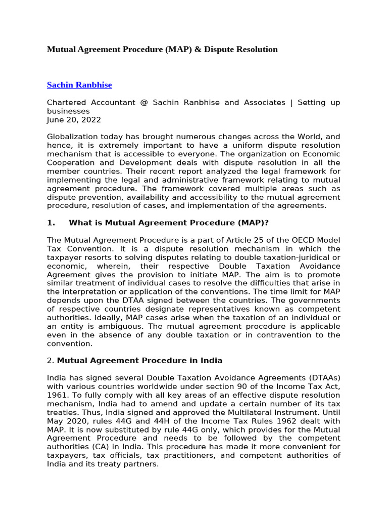 Understanding Mutual Agreement Procedure | PDF | Tax Treaty | Double ...