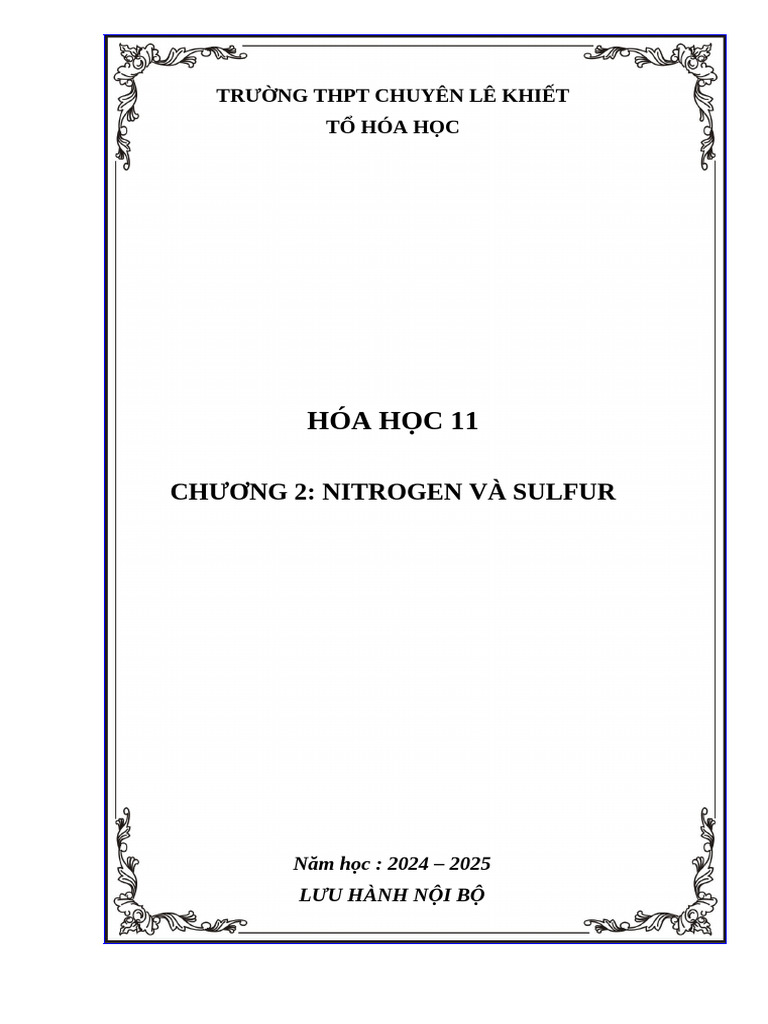 Chương 2 - Nitrogen Và Sulfur HS | PDF