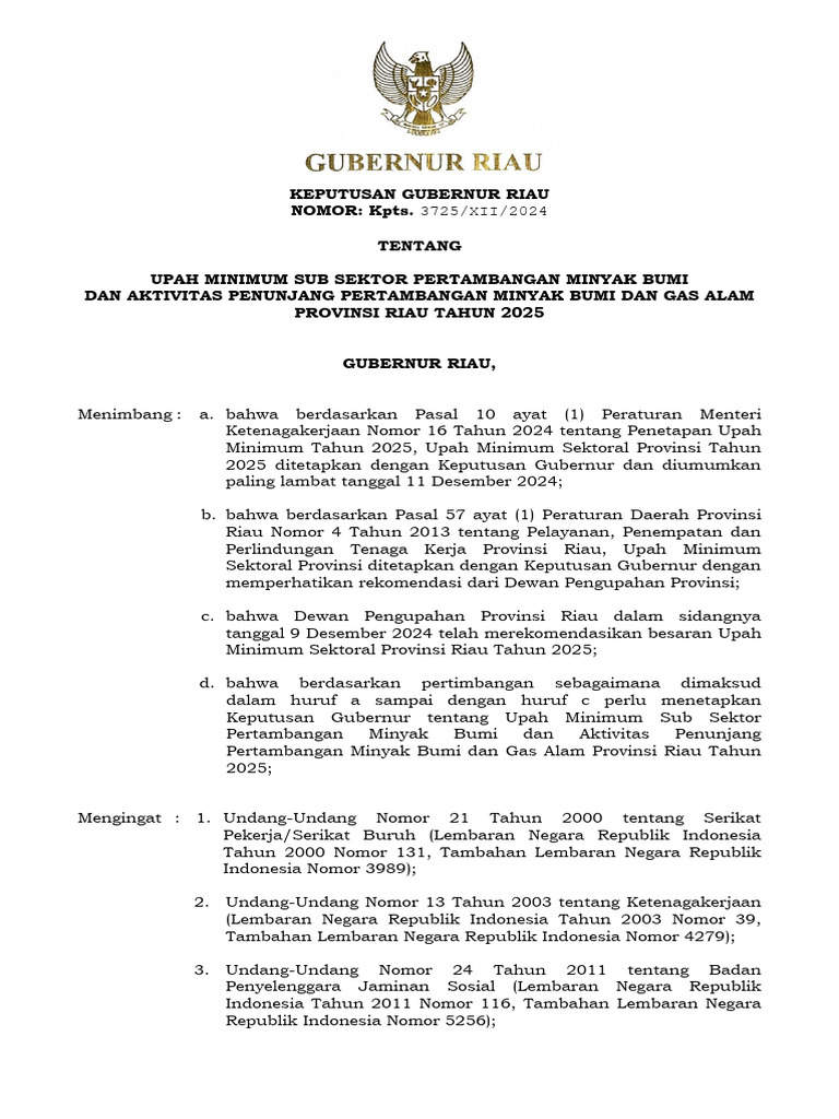 SK UMSP Pertambangan Riau 2025 | PDF