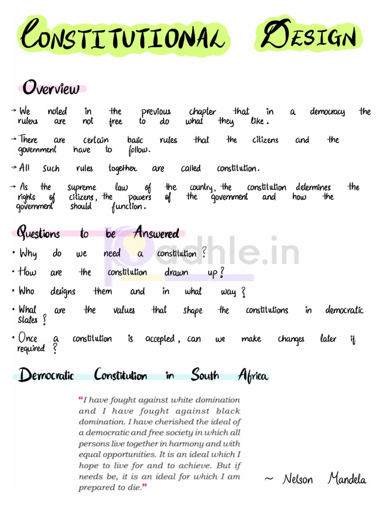 Constitutional Design - Padhle Class 9 Social Science | PDF