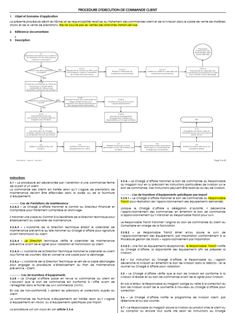 Procédure de Traitement des Commandes Client | PDF | Facture | Comptabilité