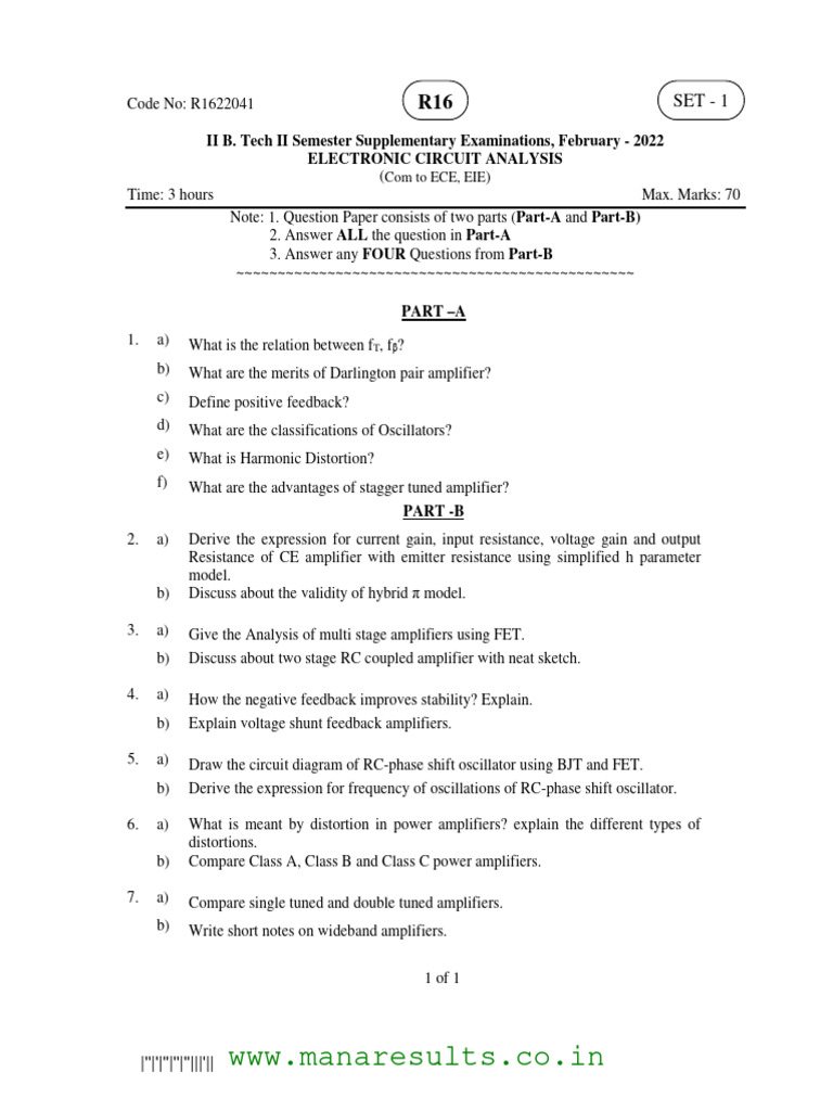 WWW - Manaresults.co - In: II B. Tech II Semester Supplementary Examinations, February - 2022 ...