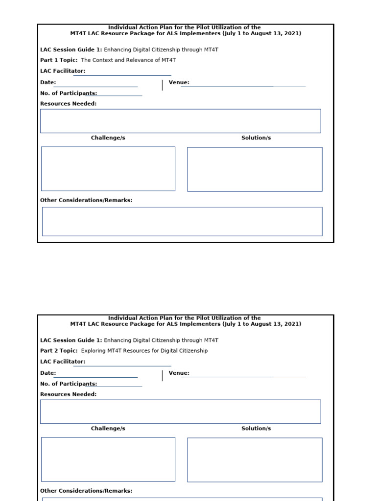 Individual Action Plan Template | PDF