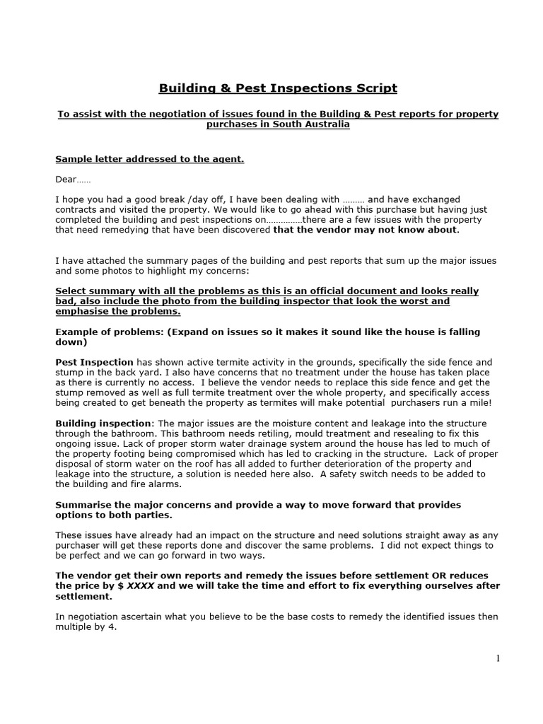 Building & Pest Inspections Script | PDF | Business