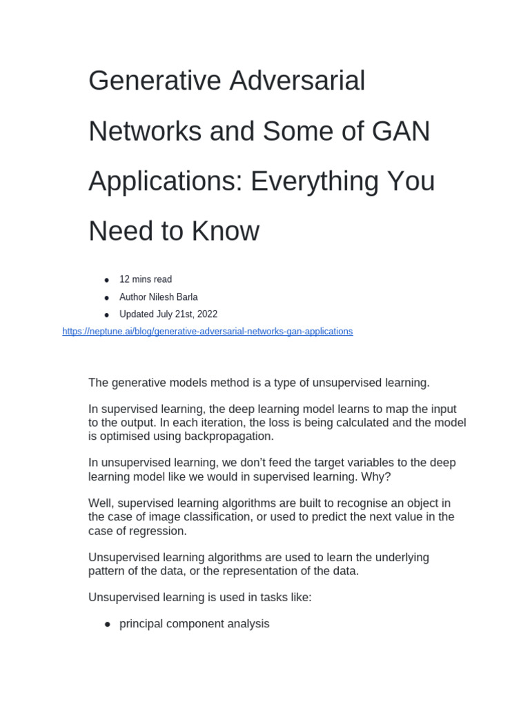 Generative Adversarial Networks and Some of GAN Applications - Everything You Need To Know | PDF ...